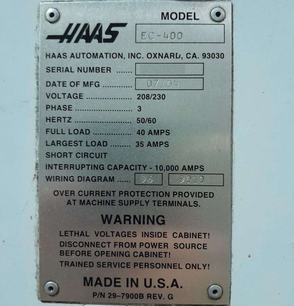 Used Haas EC-400 CNC Horizontal Machining Center (2004) | Dual-Pallet ...